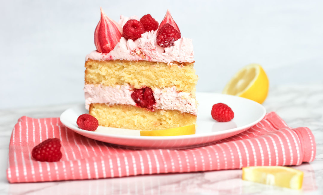 Lemon Raspberry Cream Cake with Meringue Kisses - Baker Jo