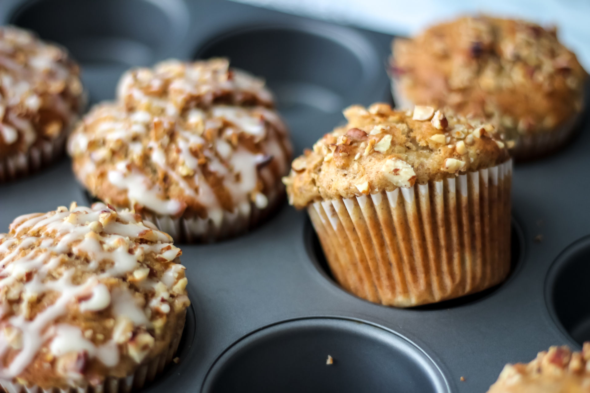 Hummingbird Muffins - Baker Jo - Banana Pineapple Pecan Spiced Muffins