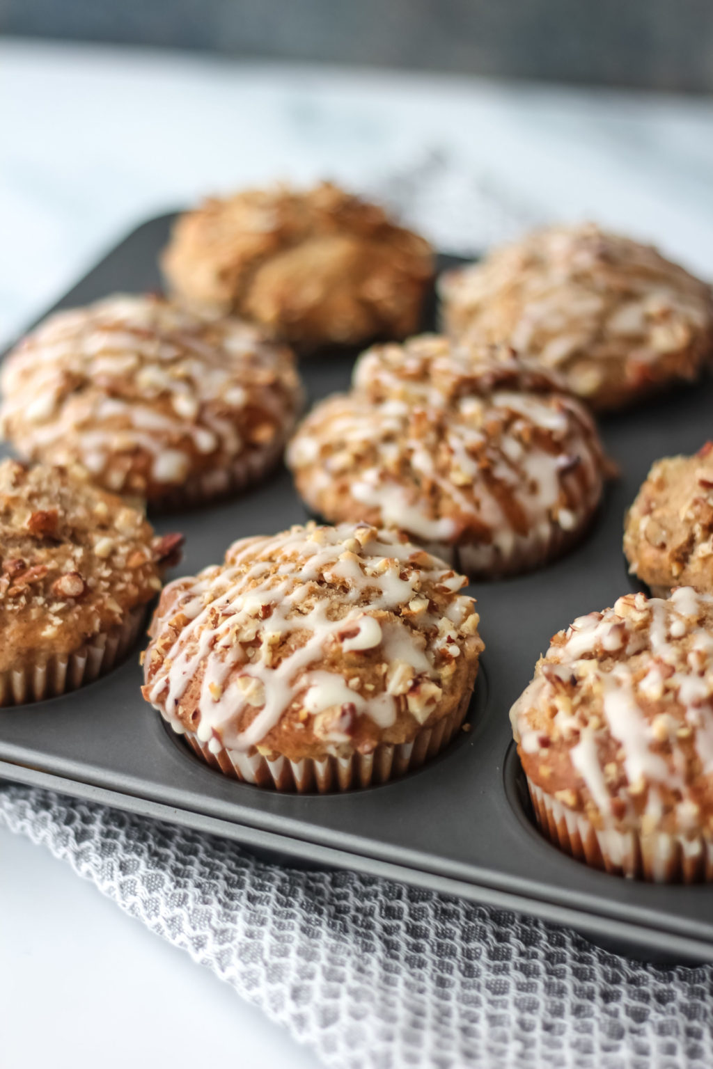 Hummingbird Muffins - Baker Jo - Banana Pineapple Pecan Spiced Muffins