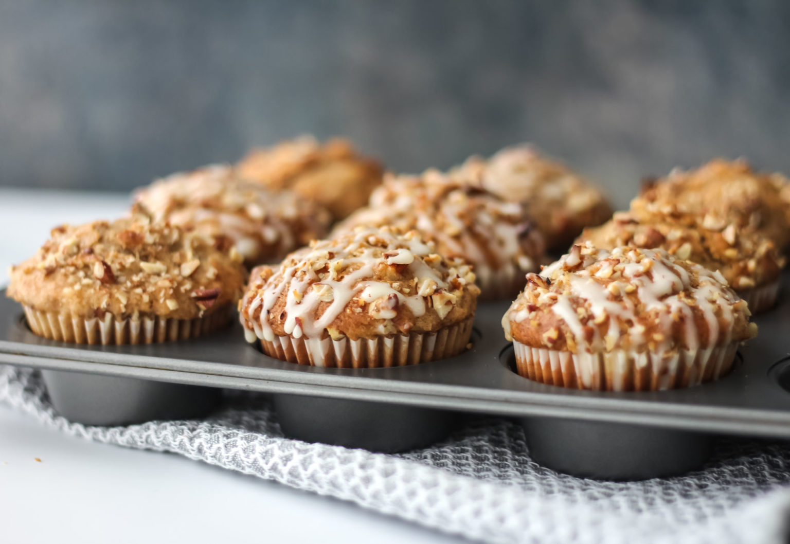 Hummingbird Muffins - Baker Jo - Banana Pineapple Pecan Spiced Muffins